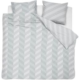 Bettwäsche Damai "Atomy", blau (glacier), B/L: 200cm x 200cm, 1 Stk., 2 Stk., Satin, B/L: 80cm x 80cm, 3 Stk., Satin, Obermaterial: 100% Baumwolle, Bettwäsche, mit Fischgrätmuster