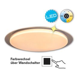 N&auml;ve N&Auml;VE LED Deckenleuchte "Locarno", transparent (klar), 1, &Oslash; 46cm H: 7cm, 1 Stk., Leuchten, Kristalleffekt, warmwei&szlig;-kaltwei&szlig; wechselbar per Wandschalter, D:46cm, LED Deckenleuchte