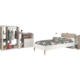 Jugendzimmer-Set Parisot "Parisot Aalborg 5", weiß (023, weiß, 157, japanische eiche), Aalborg 5, B/H: 90cm x 200cm, Aalborg 5, Schlafzimmermöbel-Sets