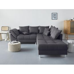 Ecksofa Collection AB "(Spar-Set) Innsbruck L-Form und Hocker", grau (anthrazit), B:247cm H:87cm T:189cm, Microfaser PRIMABELLE (100% Polyester), Struktur (90% Polyester, 10% Polyacryl), Samtvelours (100% Polyester), Luxus-Microfaser Antiklederoptik (100% Polyester), Sofas, Ecksofa, Ecksofa und Hocker, Recamiere links oder rechts montierbar