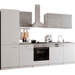 Küchenzeile respekta "Malia", weiß (küche: weiß, front: weiß, beton optik, korpus: weiß, arbeitsplatte: beton optik), B:280cm H:200cm T:60cm, Komplettküchen-Sets, Breite 280 cm, mit Soft-Close, in exklusiver Konfiguration für OTTO