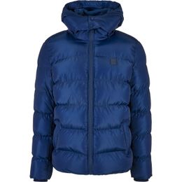 Allwetterjacke Urban Classics "Urban Classics Herren Hooded Puffer Jacket", Herren, Gr. 3XL, blau (spaceblau), 100% Polyester, unifarben, normal, ohne Ausschnitt, Jacken