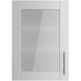 Glashängeschrank KOCHSTATION "KS-Ahus", grau (hellgrau matt, wildeiche nachbildung), B:50cm H:70,4cm T:34,9cm, Schränke, Glashängeschrank, Breite 50 cm
