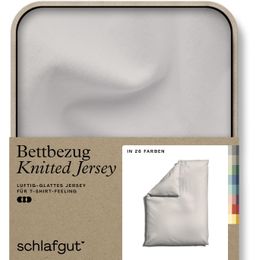 Bettbezug Schlafgut "Knitted Jersey uni, aus Bio-Baumwolle mit Elasthan, Reißverschluss", beige (sand light), L:200cm, Jersey, Obermaterial: 95% Baumwolle, 5% Elasthan, Bettbezüge, bügelfrei, Mix & Match Bettwäsche: passender Kissenbezug erhältlich