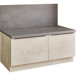 Unterschrank BASIC BY BALCULINA "Sanibel Küchenschrank, Küchensitzbank BxHxT 110x94x60", grau (chromix weiß, anthrazit), B:110cm T:60cm, FSC-zertifizierter Holzwerkstoff, Schränke, Breite 110cm, Melaminbeschichtung, 2 Auszüge, als Sitzbank nutzbar