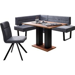 Eckbankgruppe MASSIVLINE & MORE "Martina", blau (spanplatte, metall, mercury 121 blaugrau, blau, grau, schwarz), T:65cm, Holzwerkstoff, Massivholz, Polyester, Sitzmöbel-Sets, frei im Raum stellbar