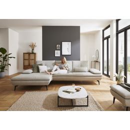 Ecksofa DIE PLANBAR "MP-IN23002 L-Form", beige (cyber ecru), B:322cm H:93cm T:188cm, 100% Recyceltes Polyester, Sofas, Ecksofa, wahlweise mit Armteil- und Sitztiefenverstellung