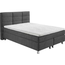 Boxspringbett, grau (anthrazit), B:155cm L:210cm, Bezug: 100% Polyester;Polsterung: 100% Polyester, Westfalia Schlafkomfort, Komplettbetten, Boxspringbett, wahlweise mit Kaltschaum-Topper
