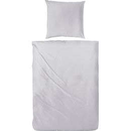 Bettwäsche Primera "Uni Luxus-Satin in Gr. 135x200, 155x220 oder 200x200 cm", grau (hellgrau), B/L: 135cm x 200cm, 1 Stk., 1 Stk., Satin, B/L: 80cm x 80cm, 2 Stk., Satin, Obermaterial: 100% Baumwolle, Bettwäsche, Bettwäsche aus Baumwolle, unifarbene Bettwäsche mit Reißverschluss
