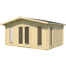 Gartenhaus Lasita Maja "ELGIN 44", beige (naturbelassen), Fußboden im Gartenhaus, Massivholzdach, Holzwerkstoff, Gartenhäuser
