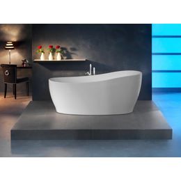 Badewanne Ottofond "Relax", weiß, B:85cm H:76cm L:180cm T:85cm, Sanitäracryl, Badewannen, mit verchromte Ablaufgarnitur "Klick-Klack"