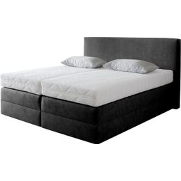 Boxspringbett, schwarz, B:175cm L:205cm, Microvelours (100% Polyester), Westfalia Schlafkomfort, Komplettbetten, Boxspringbett, wahlweise mit Kaltschaum-Topper