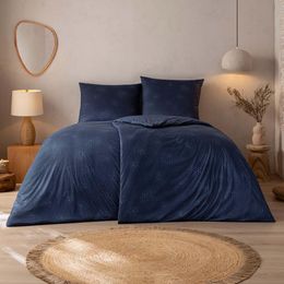 Bettwäsche Estella "Pippa", blau (indigo), B/L: 155cm x 220cm, 1 Stk., 1 Stk., Mako-Interlock-Jersey, B/L: 80cm x 80cm, 2 Stk., Mako-Interlock-Jersey, Obermaterial: 100% Baumwolle, Bettwäsche
