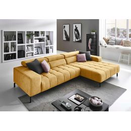 Ecksofa DIE PLANBAR "MP-IN18022 L-Form", gelb (curry), B:321cm H:74cm T:190cm, 100% Polyester, Sofas, Ecksofa, mit Kopfteilverstellung & Zierkissen, optional Sitztiefenverstellung