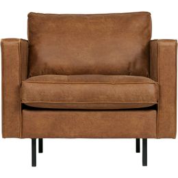 Sessel Woood "Rodeo Classic", braun (cognac), B:98cm H:83cm T:88cm, Sessel, Lounge-Sessel Einzelsessel, frei im Raum stellbar, mit recyceltem Leder, H 83 cm x B 98 cm