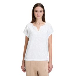 BETTY & CO Kurzarmshirt BETTY & CO "Betty & Co Damen Casual-Shirt mit V-Ausschnitt", Damen, Gr. M, weiß (rohweiß), Obermaterial: 95% Viskose, 05% Elasthan. Futter: 100% Polyester., Casual, gerade, V-Ausschnitt, Shirts, Materialmix