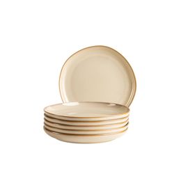 Mäser Dessertteller MÄSER "Cordelia, Teller-Set aus Steinzeug", beige, H:1cm Ø:22cm, Steinzeug, Speiseteller, Geschirr-Set