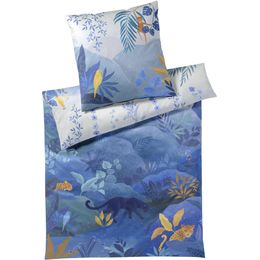 Bettwäsche Elegante "Fairytale", blau (nachtblau camel), B/L: 155cm x 220cm, 1 Stk., 1 Stk., Mako-Satin, B/L: 80cm x 80cm, 2 Stk., Mako-Satin, Obermaterial: 100% Baumwolle, Bettwäsche, angenehmes Hautgefühl