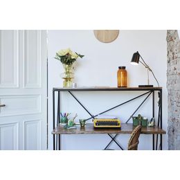 Sekretär Tom Tailor HOME "T-NEST SHELF OFFICE LOW", schwarz (schwarz, natur), B:120cm H:120cm, Sekretäre, mittelhohes, offenes Sekretärregal, aus Mangoholz und Metall