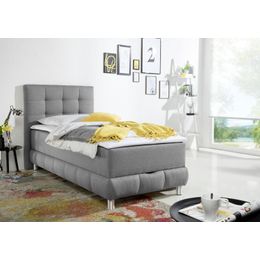 Boxbett Inosign "Vaasa", grau, B:104cm L:210cm, Komplettbetten, inkl. Bettkasten & Topper, XXL-Ausführung, Überlänge 220 cm