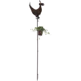 Näve LED Gartenleuchte NÄVE "Huhn", schwarz (dunkelbraun, schwarz), B:35cm H:169cm, Leuchten, mit Deko