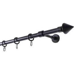 Gardinenstange Garesa "BASE", schwarz, L:340cm &Oslash;:20mm, Kunststoff, Metall, Gardinenstangen, Vorhanggarnitur, Kunststoff, verl&auml;ngerbar, Spitze, mit Ringe
