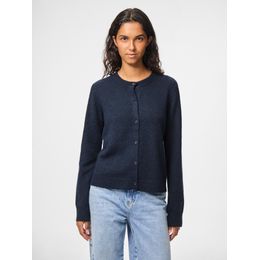 Strickjacke Pieces "PCMALOU LS KNIT CARDIGAN NOOS BC", Damen, Gr. XS, blau (sky captain detail:melange), Strick, Obermaterial: 65% Polyester, 17% Polyacryl, 10% Nylon, 5% Wolle, 3% Elasthan, meliert, slim fit taillenbedeckt, Rundhals, Strickjacken