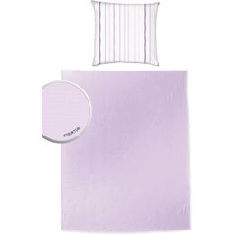 Bettwäsche Primera "Primera Summer-Set", lila (flieder), B/L: 150cm x 220cm, 1 Stk., 1 Stk., Renforcé, B/L:, 1 Stk., Renforcé, Obermaterial: 100% Baumwolle, Bettwäsche, mit einem gestreiften Kissenbezug