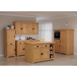 Backofen/Kühlumbauschrank Home Affaire "Rügen", beige (natur), B:127cm H:153,5cm T:60cm, Massivholz, Schränke, Breite 127 cm, Kiefer massiv, Nische für Kühlschrank