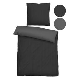 Wendebettwäsche Biberna "Helena", grau (titanium), B/L: 155cm x 200cm, 1 Stk., 1 Stk., Mako-Satin, B/L: 80cm x 80cm, 2 Stk., Mako-Satin, Obermaterial: 100% Baumwolle, Bettwäsche, feiner Glanz + weicher Griff, pflegeleicht, ganzjährig einsetzbar, RV