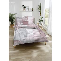 Bettwäsche Kaeppel "Supreme", rosa (rosé), B/L: 200cm x 200cm, 1 Stk., 2 Stk., Feinbiber, B/L: 80cm x 80cm & 80cm x 80cm, 3 Stk., Feinbiber, Obermaterial: 100% Baumwolle, Bettwäsche, mit graphischem Print