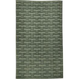 Badematte done. "Delia", grün (khaki), H:10mm, Baumwolle, Badematten, Badteppich, Uni-Farben, Hoch-Tief Effekt, reine Baumwolle, waschbar