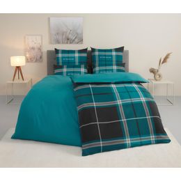 Wendebettwäsche Tom Tailor HOME "Eric in Gr. 135x200 oder 155x220 cm", grau (petrol, anthrazit), B/L: 155cm x 220cm, 1 Stk., 1 Stk., Biber, B/L: 80cm x 80cm, 3 Stk., Biber, Obermaterial: 100% Baumwolle, Bettwäsche, mit Reißverschluss, mit GRATIS-Zugabe: Sportbeutel aus 100% Baumwolle