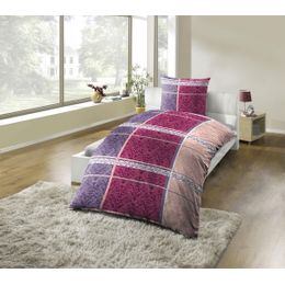 Bettwäsche Kinzler "Mikrofaser Fleece", lila (beere), B/L: 135cm x 200cm, 1 Stk., 1 Stk., Polyester, B/L: 80cm x 80cm, 2 Stk., Polyester, Obermaterial: 100% Polyester, Bettwäsche, besonders weich