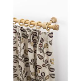 Gardinenstange Garesa "Sandri Vollrund, Endknop Sandra", braun (buchefarben), B/L: 370, 1, Holzwerkstoff, Gardinenstangen, Vorhanggarnitur aus Holz, verlängerbar, mit Ringe