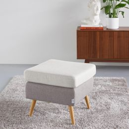 Hocker Home Affaire "Salla", beige (creme, grau), B:58cm H:49cm T:58cm, 100% Polyester, Hocker, Fußhocker, 2-farbig, Bouclé oder Struktur fein, passend zum Sessel