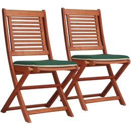 Gartenstuhl Merxx "Cordoba", braun, B:49cm H:93cm T:57cm, Massivholz, Stühle, 2er Set, Eukalyptus, klappbar, braun, inkl. Wendeauflage