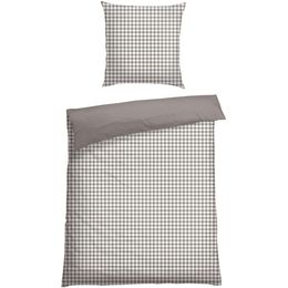 Wendebettwäsche Schiesser "Vichy aus weicher Baumwolle mit Karos", grau, B/L: 135cm x 200cm, 1 Stk., 1 Stk., Renforcé, B/L: 80cm x 80cm, 2 Stk., Renforcé, Obermaterial: 100% Baumwolle, Bettwäsche, Made in Green