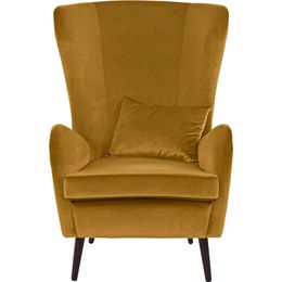 Sessel Home Affaire "Sallito, TV-Sessel, Ohrensessel mit", gold, B:76cm H:109cm T:85cm, Struktur Hahnentritt (67% Polypropylen, 33% Polyester);Samtoptik (100% Polyester);Fellimitat (100% Polyester);Samtcord (92% Polyester, 8% Polyamid);Struktur (100% Polyester);Struktur fein (100% Polyester), Sessel, Sessel mit Hocker Ohrensessel mit Hocker, Hocker, in vielen Bezugsqualit&auml;ten, auch in Samtcord