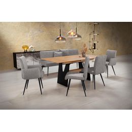 K+w Komfort & Wohnen Essgruppe K+W KOMFORT & WOHNEN "Giacomo I", grau (lightgrau,), H:87cm T:62cm, Sitzmöbel-Sets, 2 Stühle und 2 Armlehnenstühle, Polsterbankbreite 200cm oder 177cm