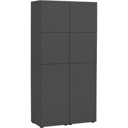 Garderoben-Set Schildmeyer "Locked Spind Schrank Set mit 4 Spinden", grau (anthrazit), elektronisches RFID-Schloss, Holzwerkstoff, Kastenmöbel-Sets, 2x Spind mit 1 Tür, 2 x Spind mit 2 Türen, Made in Germany