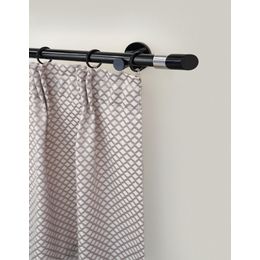 Gardinenstange Garesa "BLACK", schwarz, L:470cm Ø:20mm, Eisen, Gardinenstangen, Vorhanggarnitur, verlängerbar, Endknopf abgeschrägt 2-farbig