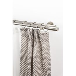 Gardinenstange Garesa "EASY", gold (aluminiumfarben, nickelfarben), B:64 L:130 Ø:20, Aluminium, Gardinenstangen, Vorhanggarnitur, verlängerbar, Endk. M. Streifen, Alu, mit Ringe
