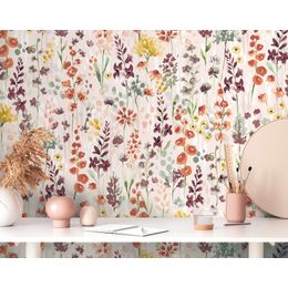 A.S. Cr&eacute;ation Vliestapete A.S. CR&Eacute;ATION "Aquarell Dreams Bl&uuml;mchen-Tapete Mustertapete Blumen Blumen", orange (beige,orange,braun), B:0,53m H:0,02m L:10,05m, Vlies, Tapeten, Vliestapete Blumen f&uuml;r Schlafzimmer K&uuml;che Wohnzimmer Bl&uuml;mchen Design