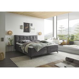 Boxbett ED EXCITING DESIGN "Melrose", grau (anthrazit), B:182cm L:210cm, 100% Polyester, Komplettbetten, Boxspringbett, inkl. Topper