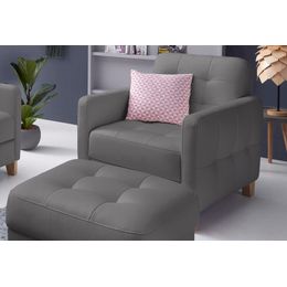 Sessel exxpo - SOFA FASHION "Elio, Loungesessel, aufwendige Detailverarbeitung, bequem und modern", grau (delphin), B:76cm H:84cm T:90cm, Luxus-Kunstleder;NaturLEDER (echtes Rindsleder) in Sitz und Rücken. Korpus in passendem Kunstleder SOFTLUX bezogen, Sessel, Einzelsessel, hoher Sitzkomfort für entspannende Momente