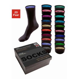 H.I.S. Socken H.I.S, Herren, Gr. 43-46, schwarz (20x schwarz), Baumwolle, Elasthan, Polyamid, unifarben, elastisch, Socken, in praktischer Geschenkbox, Topseller