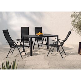 Garten-Essgruppe Konifera "»Messina«", grau (anthrazit,), Aluminium, Sitzmöbel-Sets, Tisch 90x160x75 cm, 4 Stühle