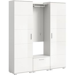 Garderoben-Set Inosign "Valge, Breite 180 cm inkl. 15cm Typenabstand, 4-tlg. Set, best. aus:", weiß, B:165cm T:37cm, Holzwerkstoff, Kastenmöbel-Sets, 2x Garderobenschrank, 1x Sitzbank und 1x Garderobenpaneel