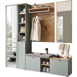 Garderoben-Set Innostyle "Bari Garderobenprogarmm, BxHxT 206x202x38 cm", grün (schilfgrün, artisan eiche), B:206cm T:38cm, Holzwerkstoff, MDF, Spanplatte, Kastenmöbel-Sets, Besteht aus 4 Typen